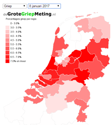 Virusdeeltjes van een griep verspreiden zich het makkelijkst via de ...